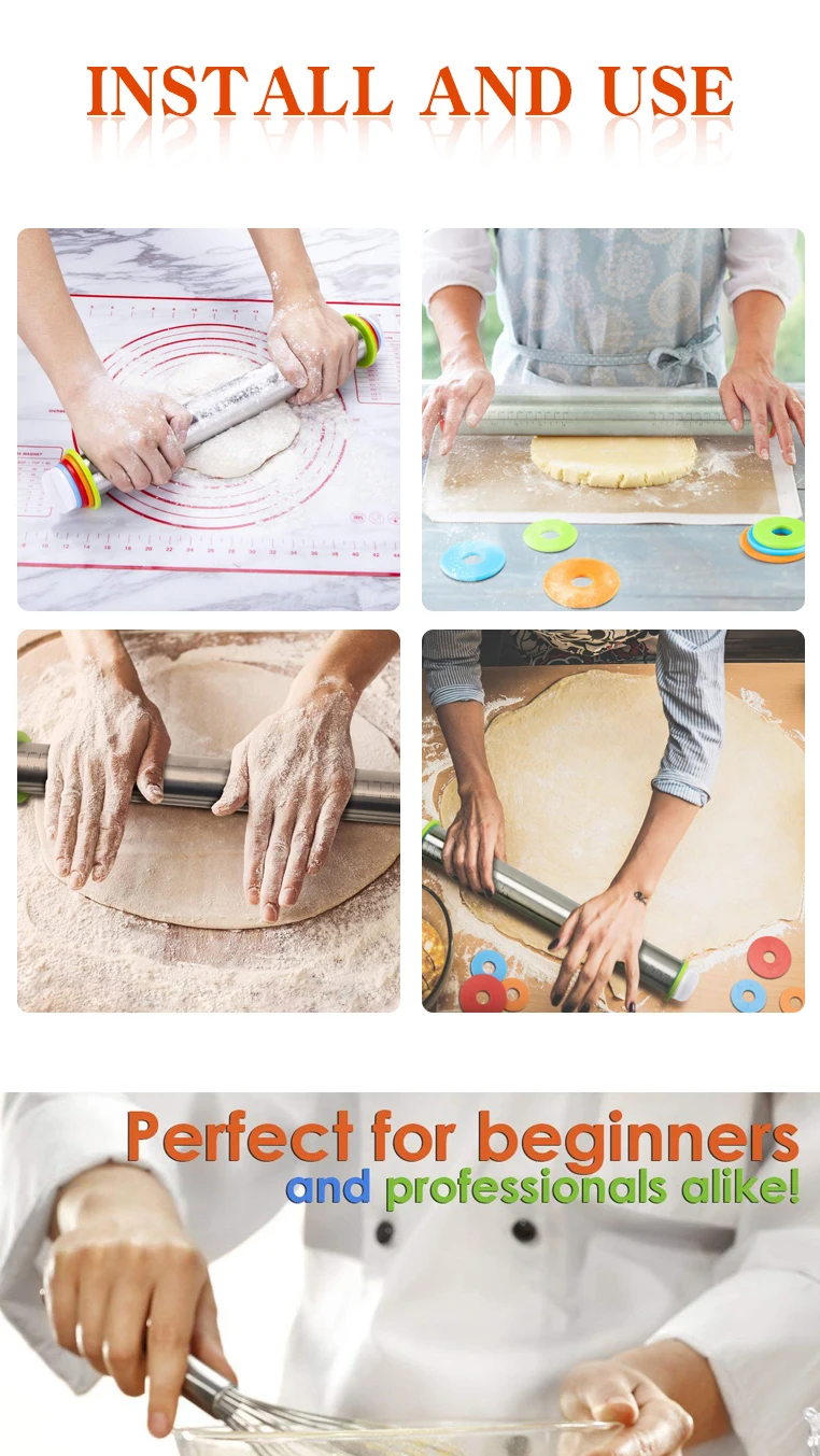 14 Inch Adjustable Stainless Steel Pastry Dough Rolling Pins - Buy ...