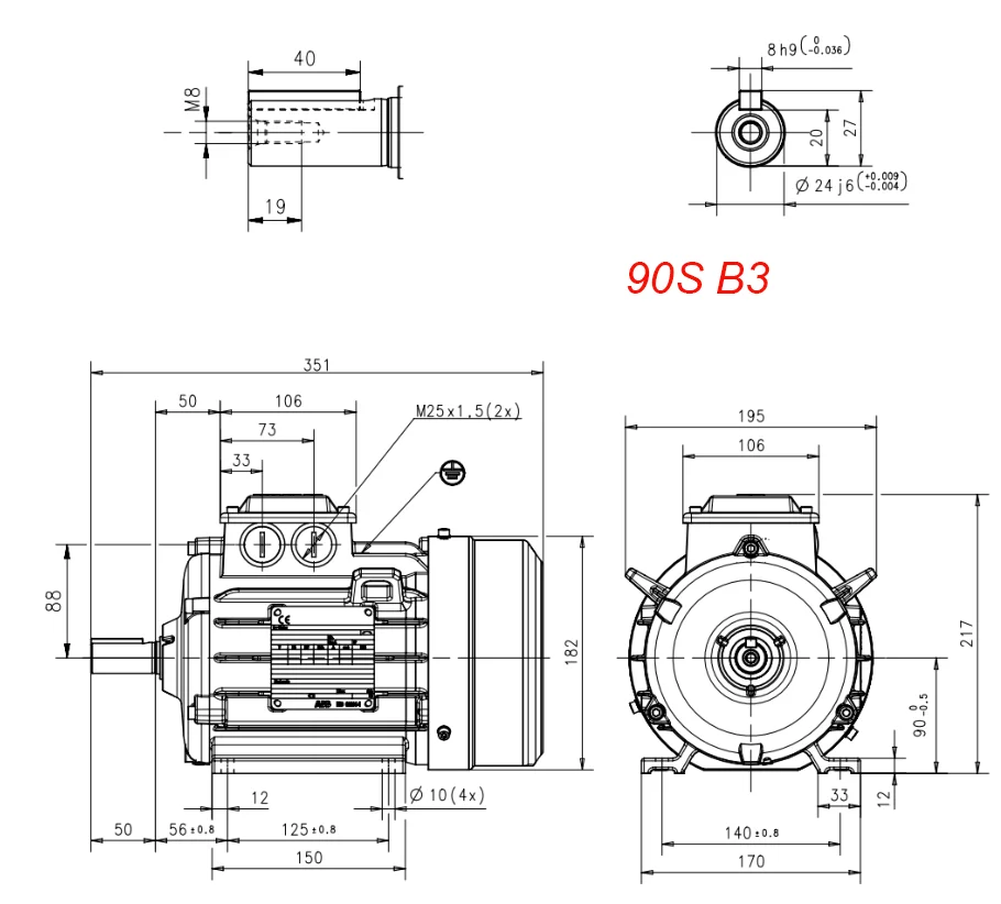 ABB M2BAX 1.5kw Motor - High Efficiency for Industrial Use