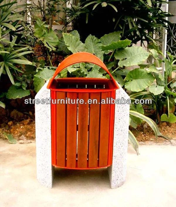 Solid Cement Stone Garbage Bin Outdoor Receptacle Waste Bin Concrete ...