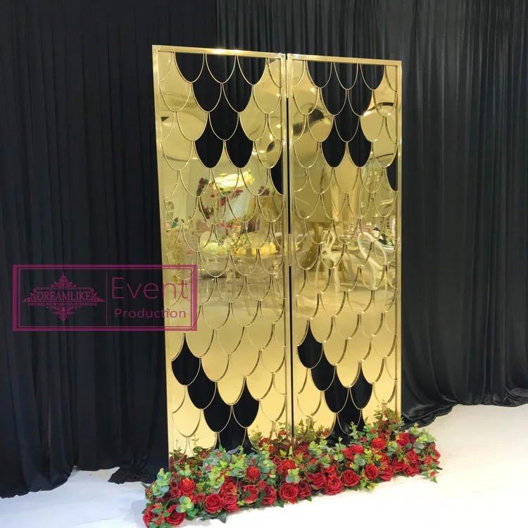 Wedding Supplier Wooden Gold Acrylic Wedding Panel Backdrop - Buy ...