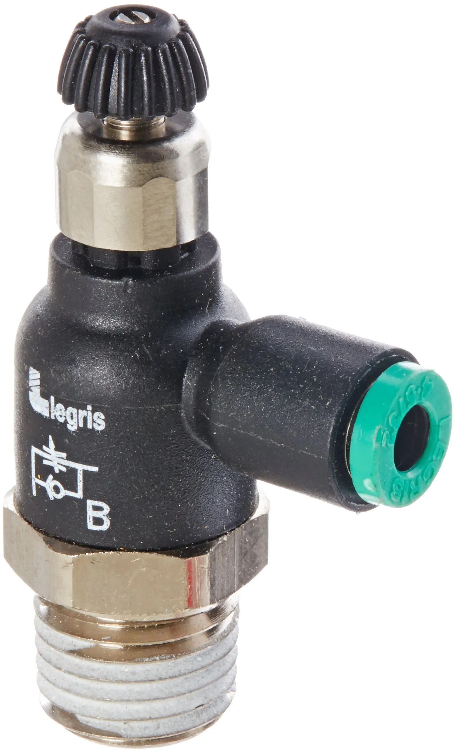 Legris 7649 04 10 Nylon Air Flow Control Valve 90 Degree Elbow Swivel External Screw Meter-Out 4 ...