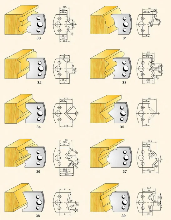 Woodworking Cutters 7pcs Cutter Head Profile Complete With Blades ...