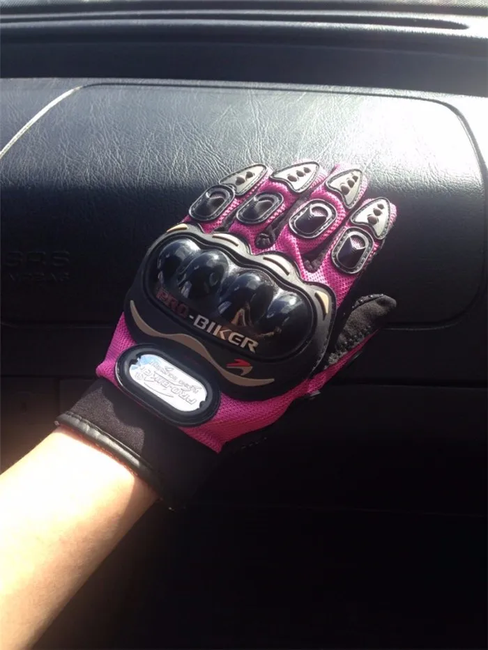YOUME Pink Pro Biker Motorcycle Gloves - Full Finger Unisex
