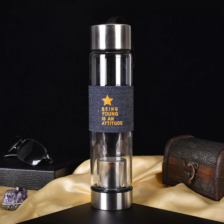 Custom Removable Tea Infusion Bottom 450ml Single Wall Glass Water ...