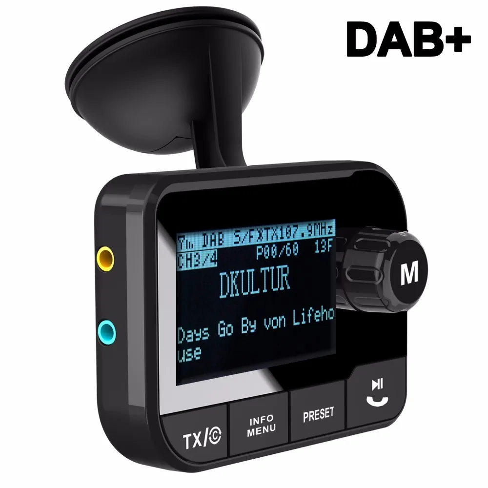 In-car DAB Radio Adapter - Digital FM Receiver with Bluetooth