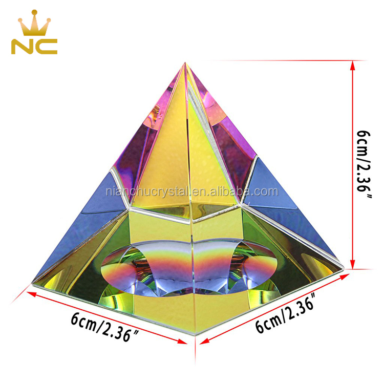 Engraved Paperweight Crystal Glass Pyramid - Perfect Gift