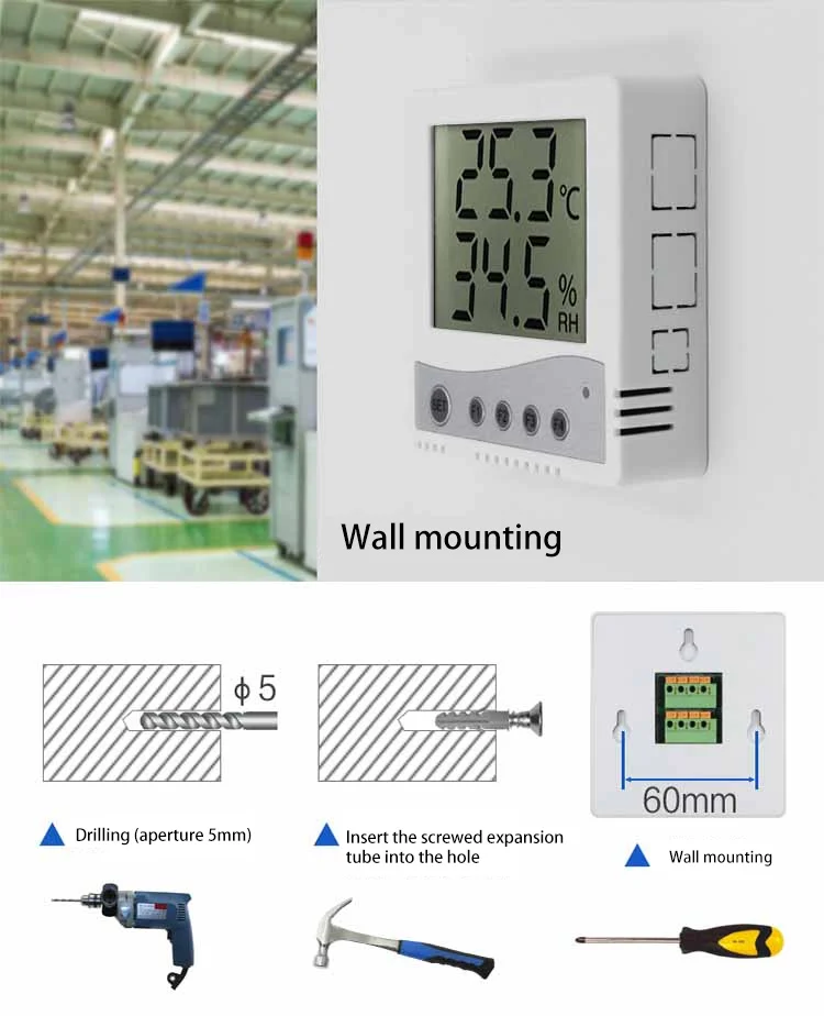 Modbus Rs485 4-20ma 0-10v Output Lcd Screen Display Digital Temperature And Humidity Sensor For ...