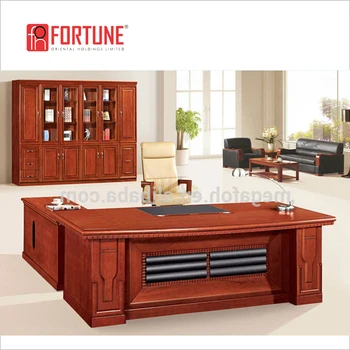 Antique Red Cherry Wood Executive Desk With Leather On Table Top(fohs ...