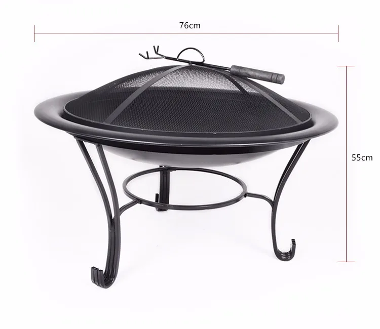 30 Inch Antique Wrought Iron Fire Pit Garden Charcoal Fire Wood Burning ...