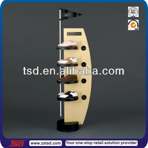 Custom Shoe Shop Store Rotating Wood Slatwall Display