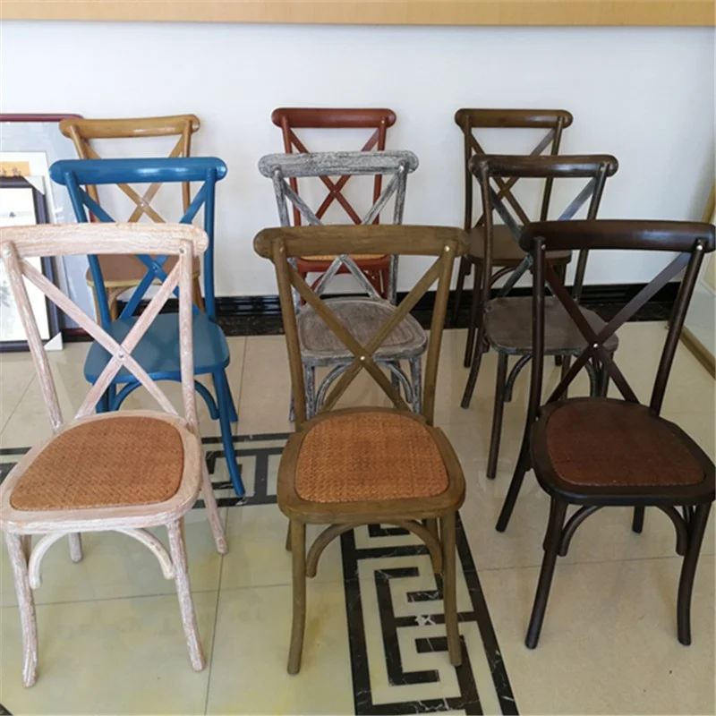 Antique Stackable Wooden Cross Back Chair Dining Chair Restaurant Cross ...