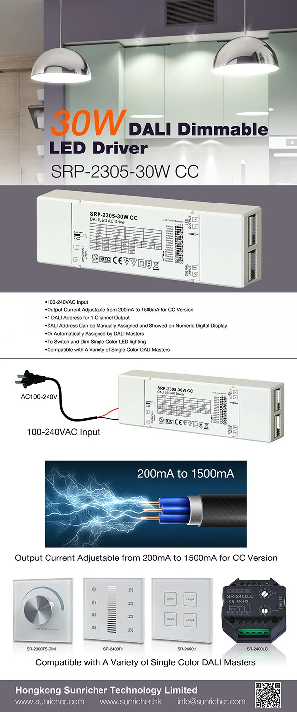 DALI DT8 Dimmable Driver 4CH Output - Tunable White LED Lighting