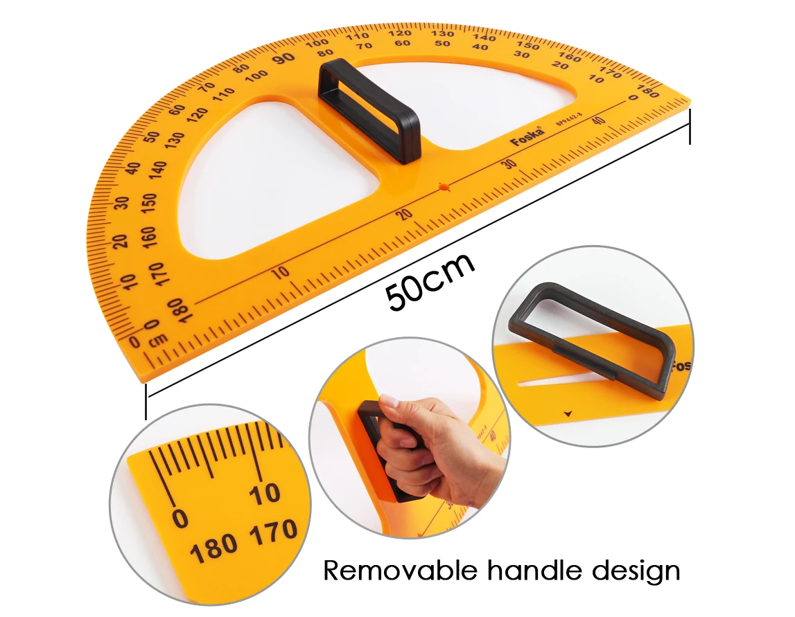 50cm Plastic Removable Handle Teaching Protractor - Reliable