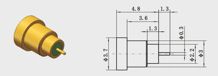 Hermetic Seal Mini Smp(smpm) Kovar Male Pin Header Straight Rf Coaxial Connector With Glass Bead ...