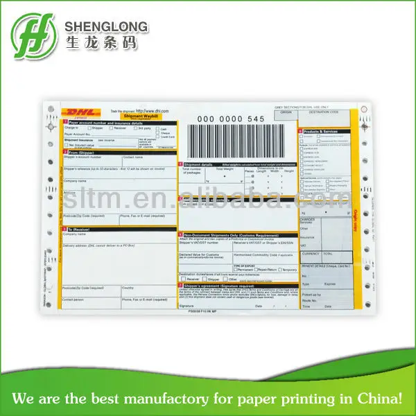Dhl carta de porte con codigo de barras-SLY824-Imprentas de Papel y ...