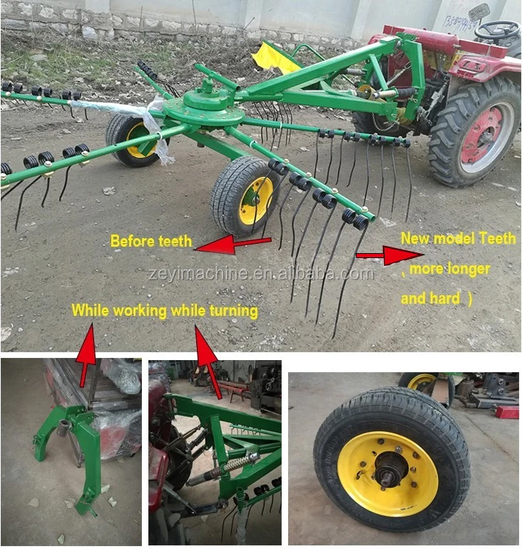 2.5m Tractor 3 Point Mounted PTO Rotary Hay Rake - High Productivity