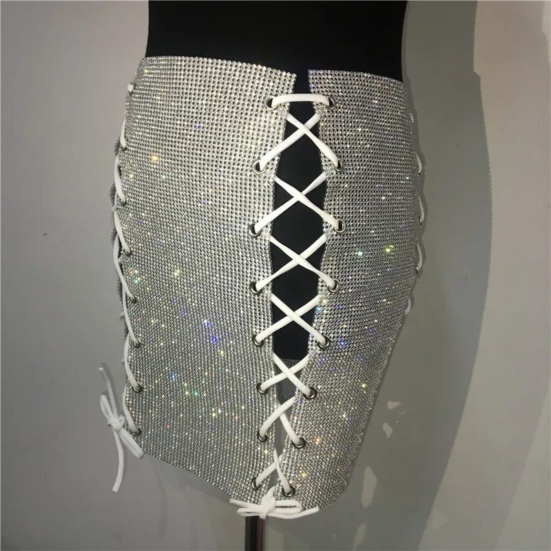 Sh1028 Luxury Crystal Diamonds Skirts Women Diamonds Rhinestone Sexy