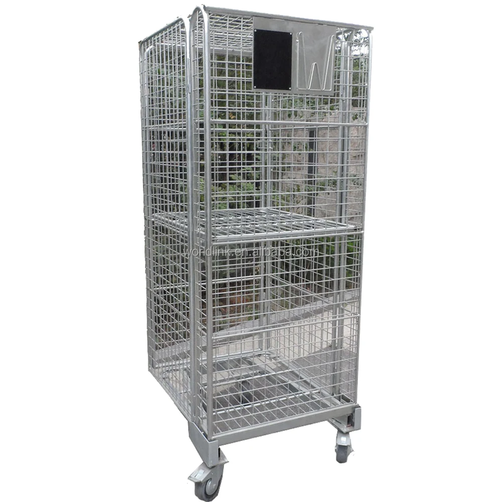 Heavy Duty Steel Foldable 4 Sides Cage Rocket Trolley Roll Cart - Buy ...