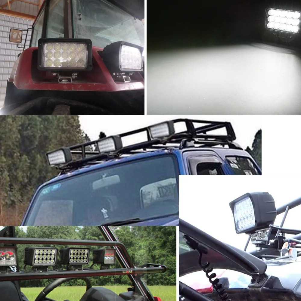 24v 6'' 45w Rectangular Tractor Lawn Mower Excavator Digger Shovel Led ...