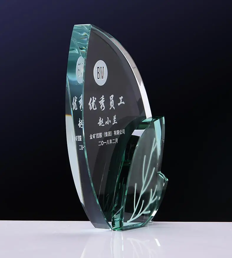 Leaf Shape Trophy Custom Business Gift Souvenir Competition Crystal ...