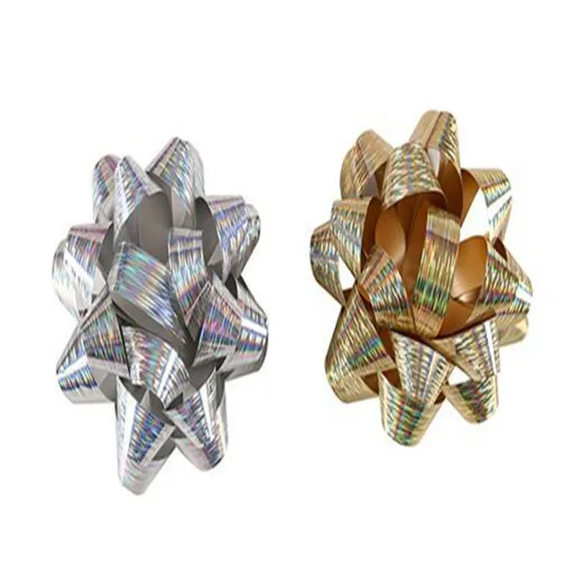 PP Ribbon Holographic Star Bow for Gift Wrap - Christmas