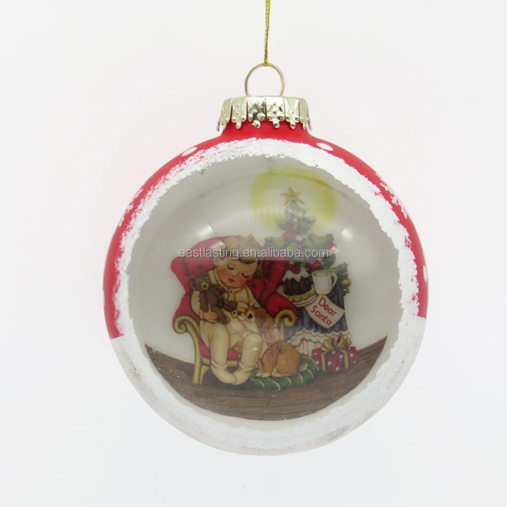 100mm Christmas Ball with LED Light, Xmas Tree Ornament with Mini Inner ...