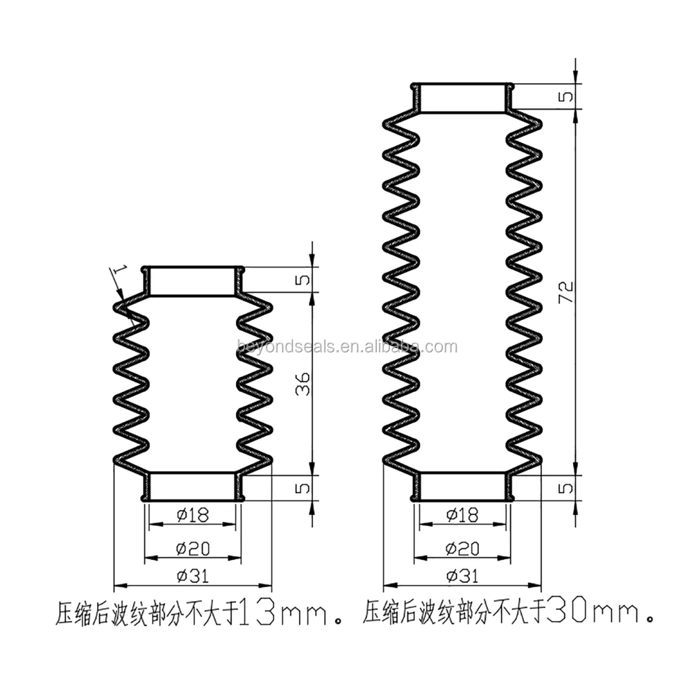 Custom Vacuum Expansion Soft and Flexible Bellows Tube