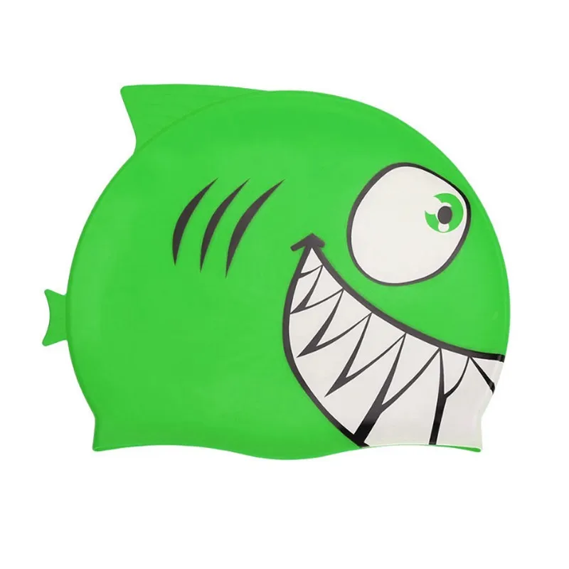 Factory Price Smart Cartoon Print Fish Shape Kids Silicone Swim Cap For ...