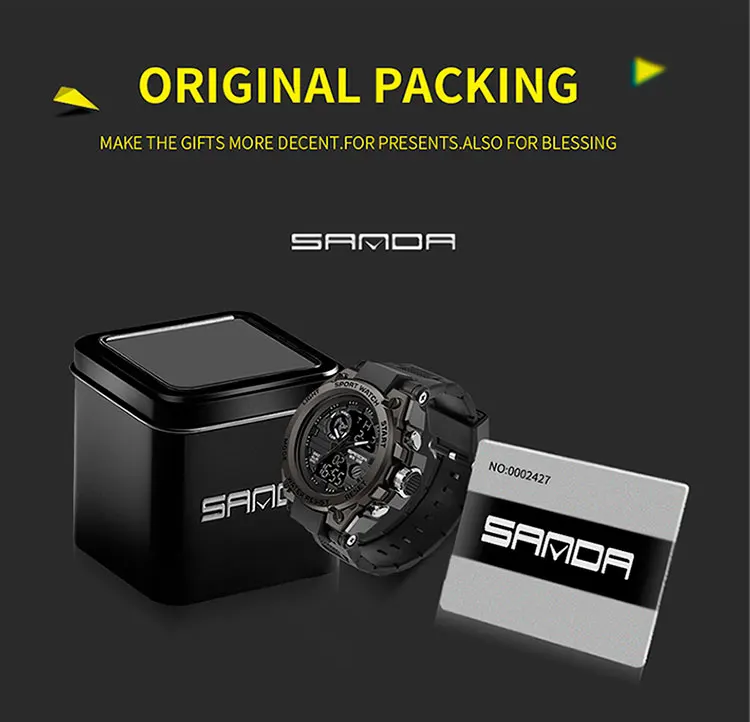 Sanda 739 Men's Dual Time LED Analog Sports Watch - Waterproof Quartz ...