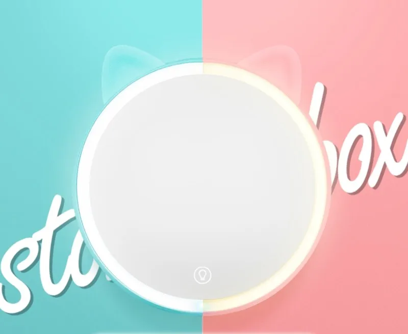 Pink Rabbit Cute Table Compact Cosmetic Mirror With Small Magnifying ...