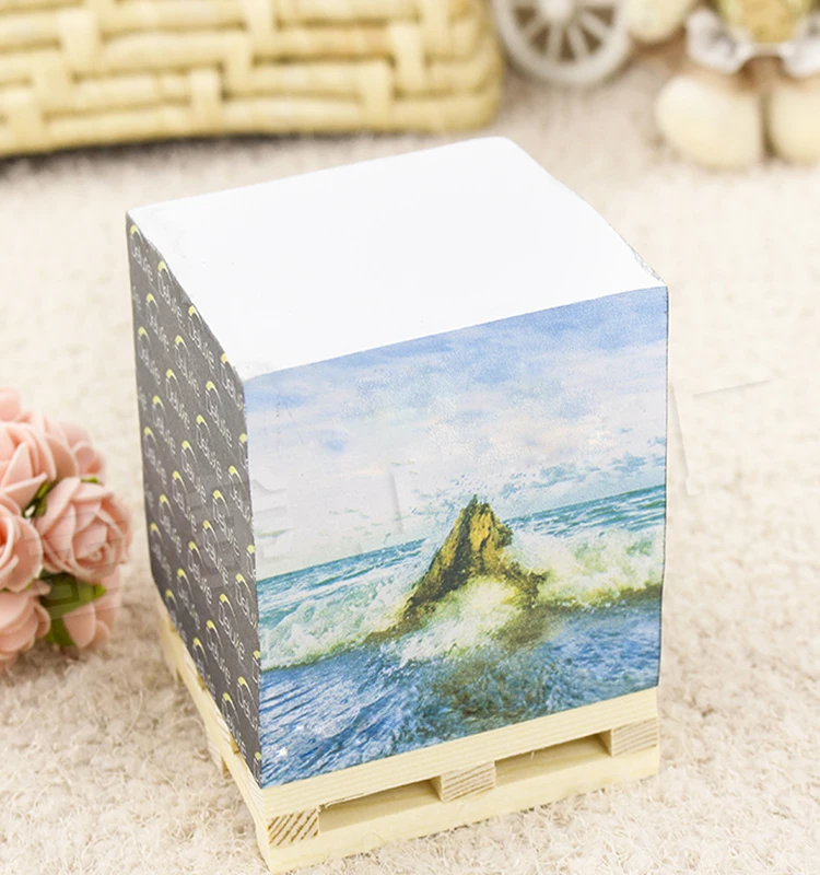 OUV Custom Promotion 3D Memo Paper Block Sticky Note With Wooden Pallet ...