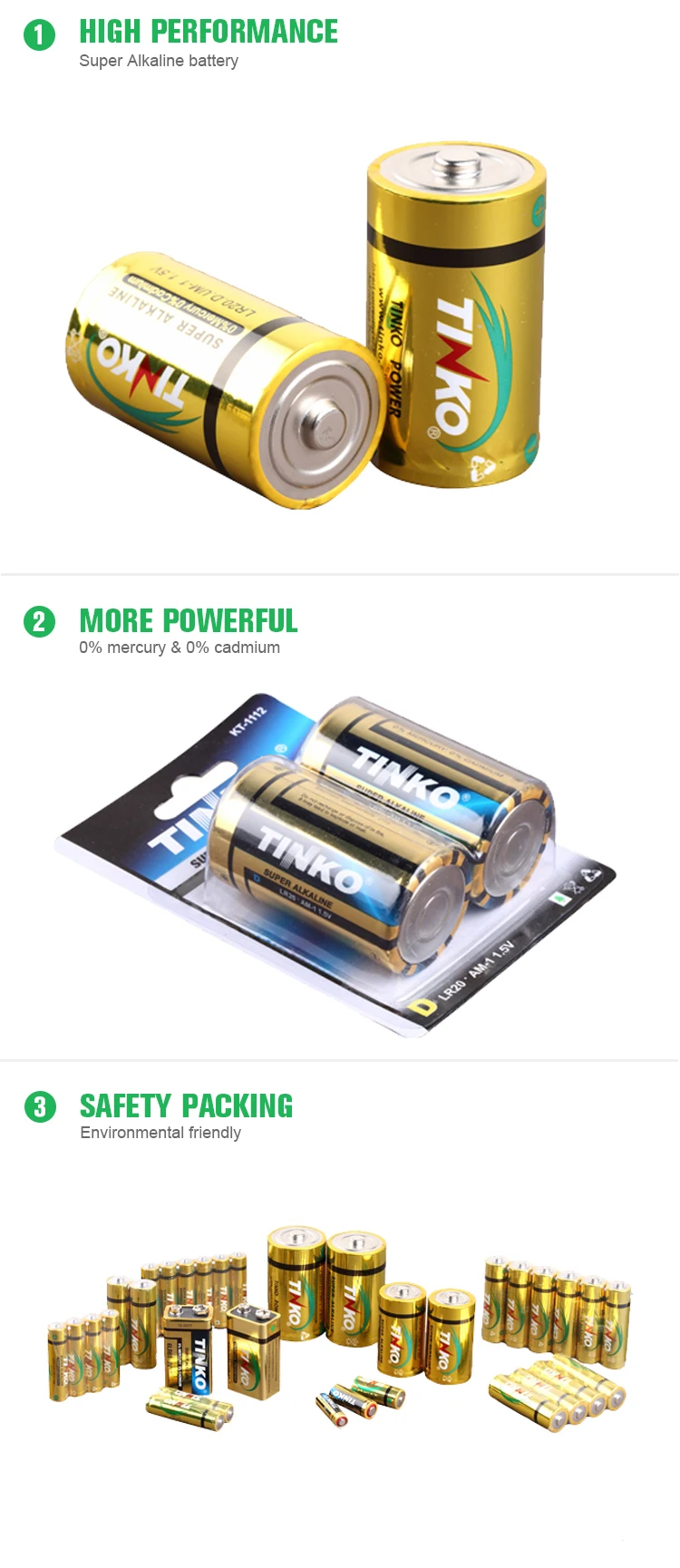 OEM Zn/mno2 Manganese D Size LR20 Battery - 1.5V Alkaline