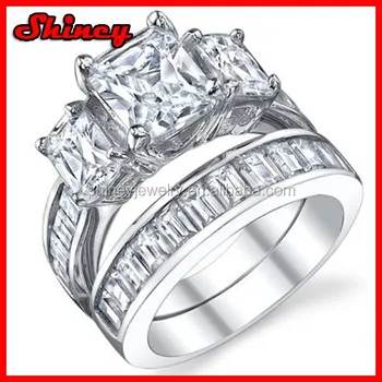 925 Sterling Silver Cubic Zirconia Factory Sterns Wedding Rings ...