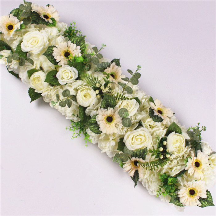 F-1421 Artificial Floral Silk Rose Arch Wedding Runner Table Flower 1m ...