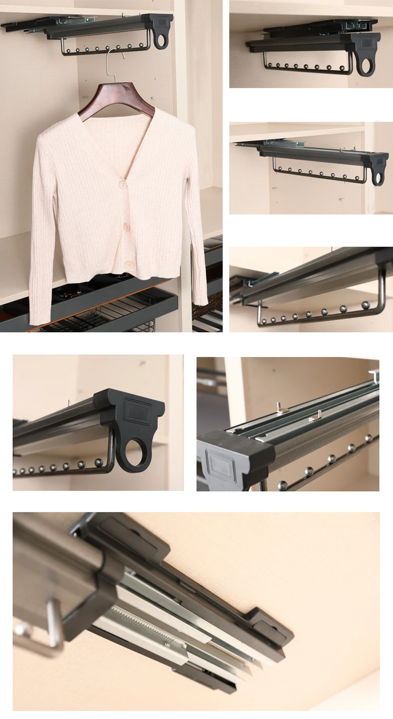 Welltop Wardrobe Put Out Sliding Hanger Holder Storage Clothes Hanger ...