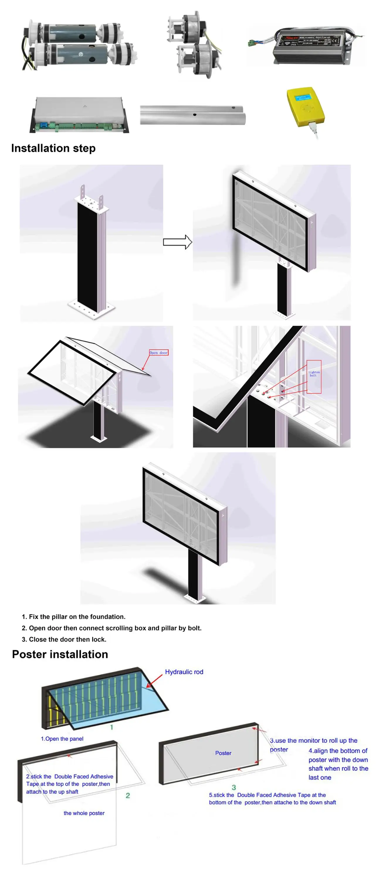 Metal Frame Outdoor Backlit Advertising Scrolling Billboard System Sign ...
