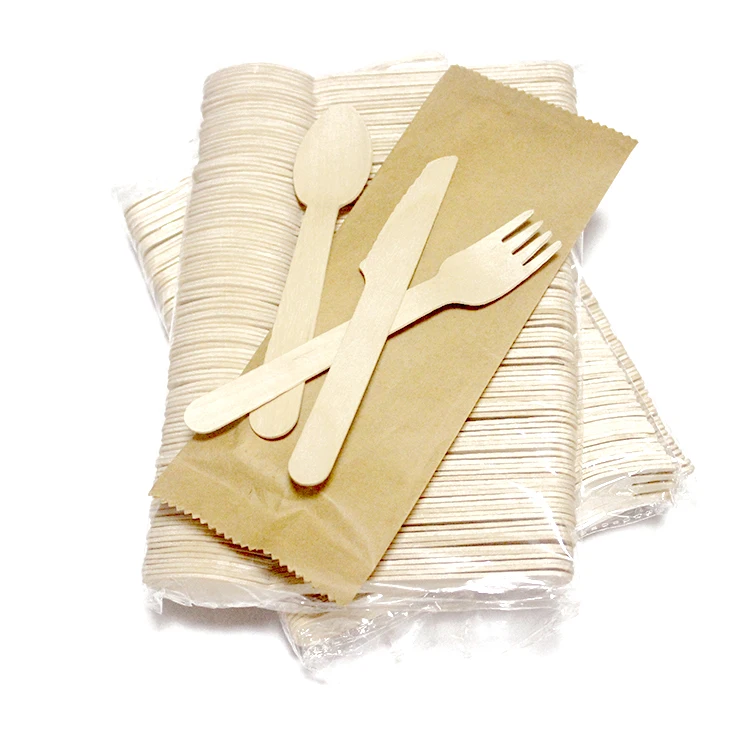 Juego De Cubiertos Desechables De Madera De Abedul Biodegradable ...