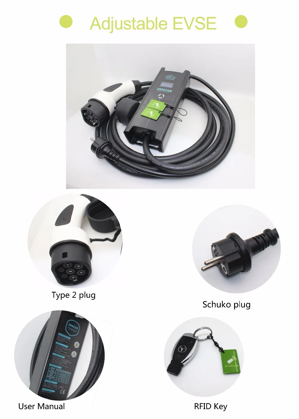 Temp Sensor Schuko Plug Level 2 Ev Charger Portable Electric Car ...