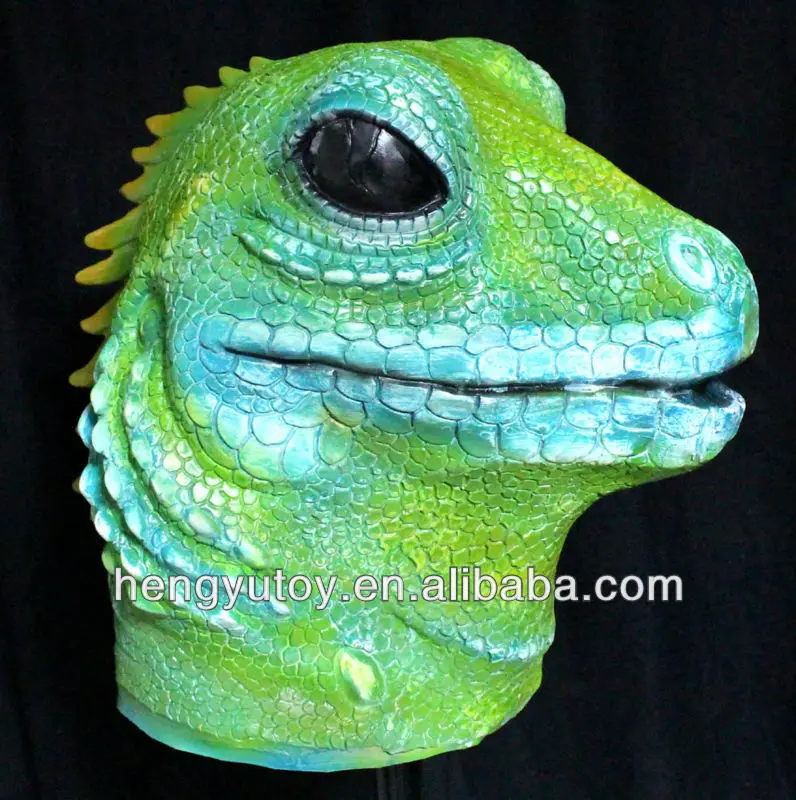 Green Lizard Mask Creepy Halloween Costume Theater Prop Novelty Latex ...