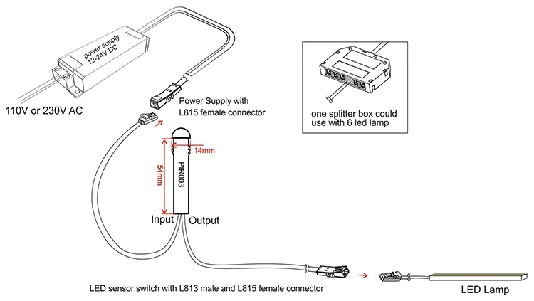 Bedroom LED Wardrobe Light Motion Sensor - Sliding Door Switch