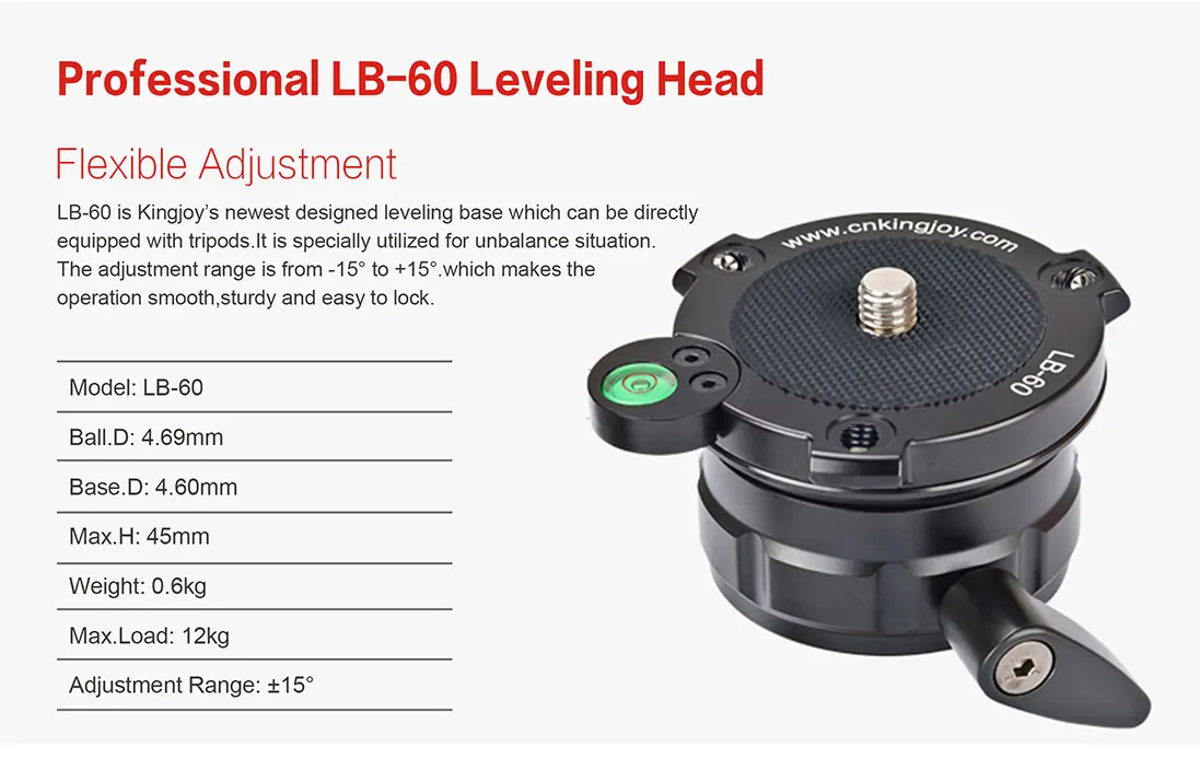 Kingjoy LB-60 Precision Leveling Base for Camera Photography