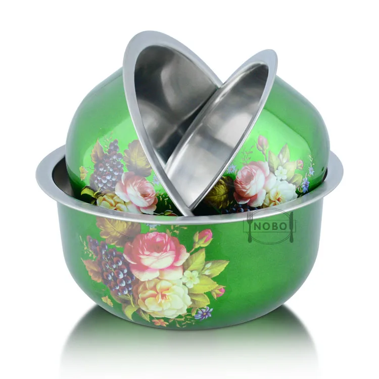 Set Of 5 Decoration Stainless Steel Flower Colorful Printed Indian ...