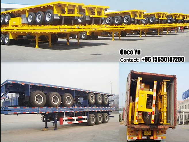 Double Axles 20ft+ 40ft Container Linked Tandem Axle Flat Bed Semi ...