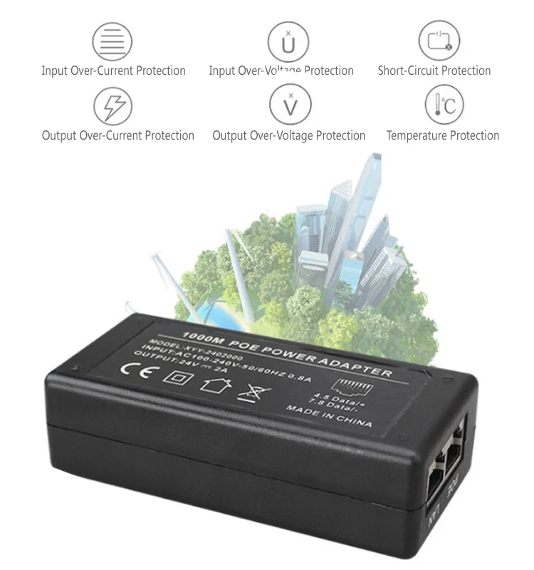 OEM Accepted AC/DC POE Injector - 12v, 24v, 48v Powerline POE Adapter