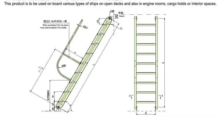 Stainless Steel Boat Ladder/steel Inclined Ladders For Ship - Buy ...
