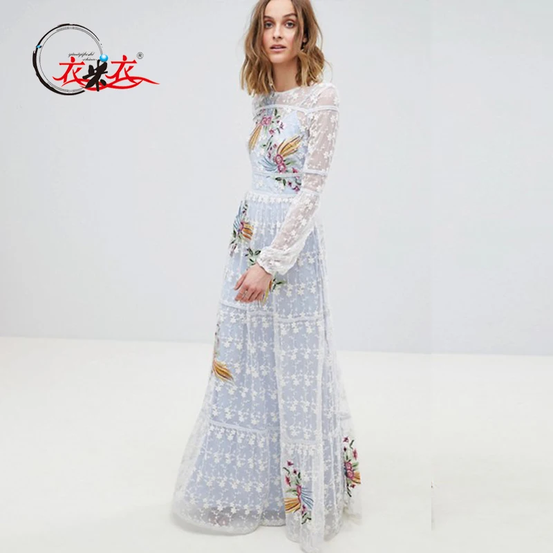 Woman Fashion Embroidered Maxi Prom Dress - Buy Maxi Dress,Prom Dress ...