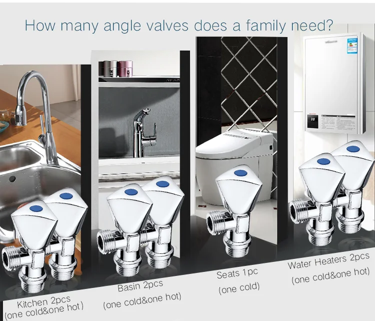 Junxiang Multi-turn Angle Stop 1/2" X 3/8",Chrome Brass Angle Valve ...