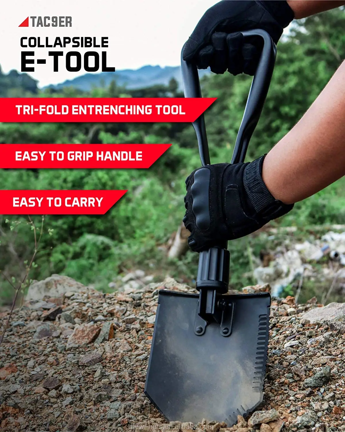 Collapsible E-tool Shovel - Portable,Metal,Folding,Tactical Shovel With ...