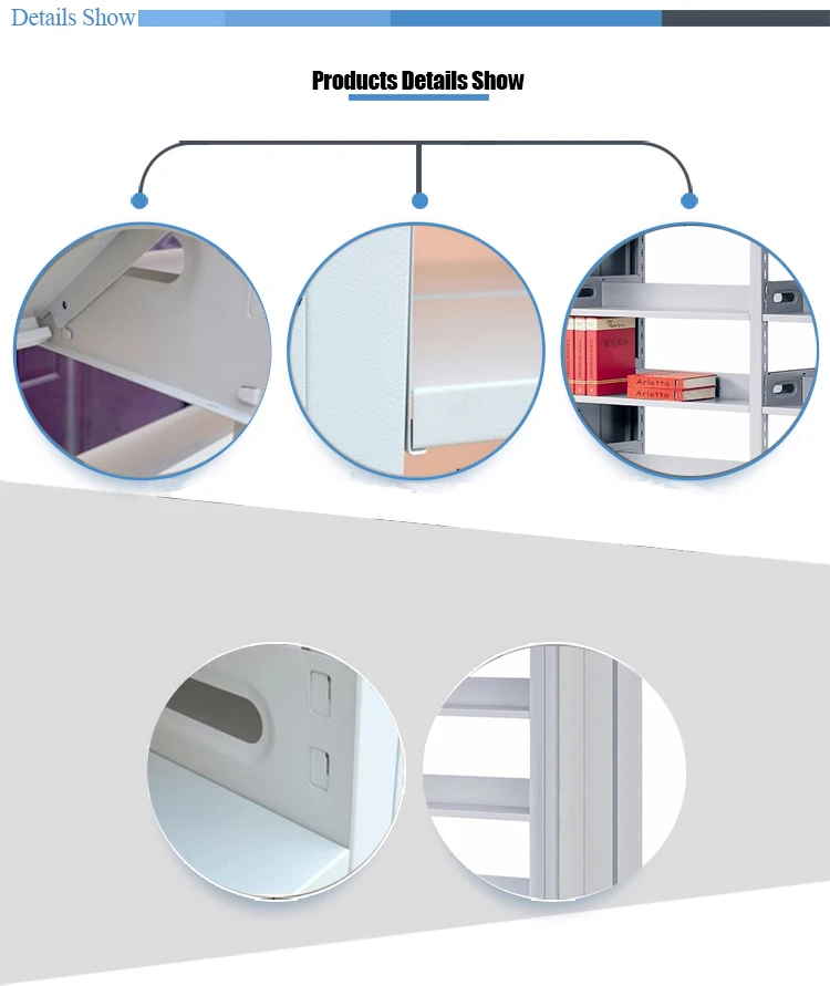 YUDU Modern Steel Double Side Metal Bookshelf Library Shelving