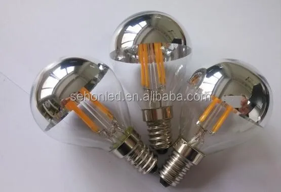 E14 E27 Half Mirror 220V G45 LED Filament Bulb 4W - CE Certified